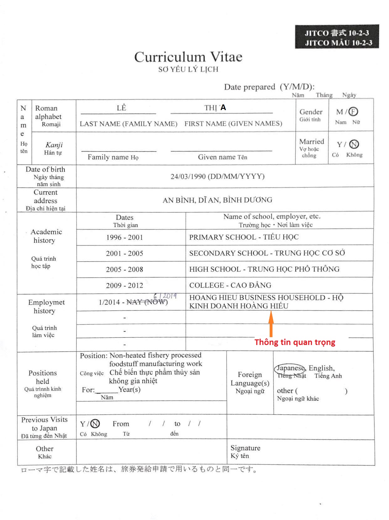 Form điền thông tin phỏng vấn cho tts | Giới thiệu việc làm-Hỗ trợ visa ...